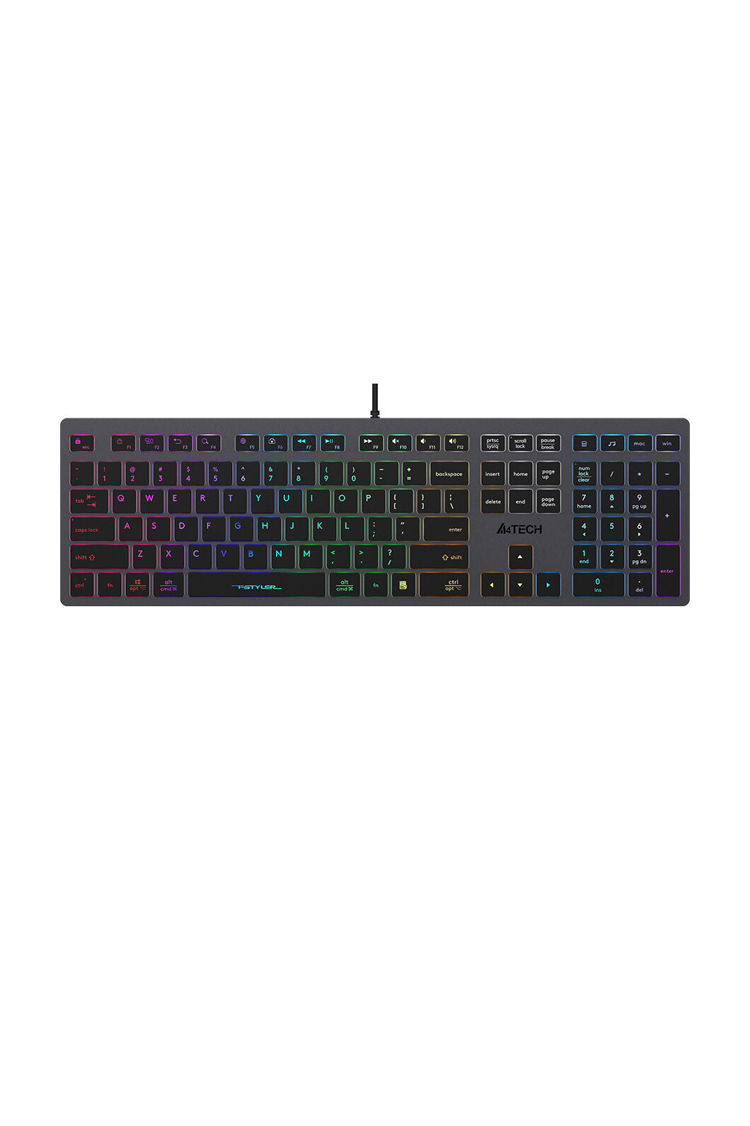 A4Tech FX60 Grey Full Size Soft-Switch Backlit Wired Keyboard ...