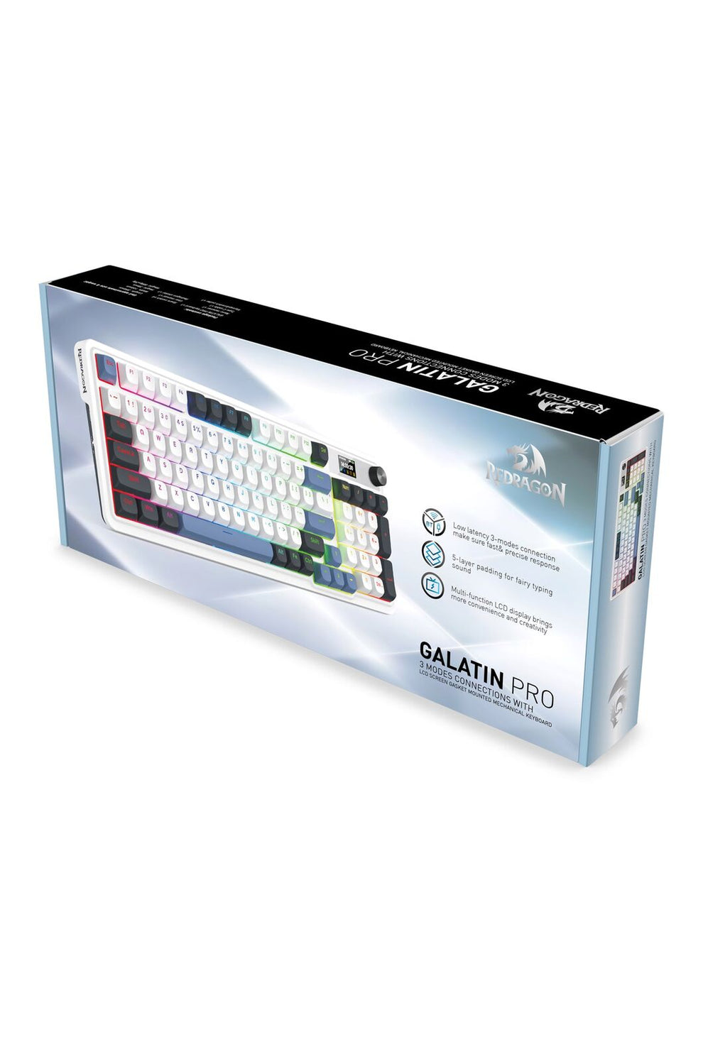 Redragon K719WGB RGB Pro Artemis Pro White LCD Gasket Wireless ...
